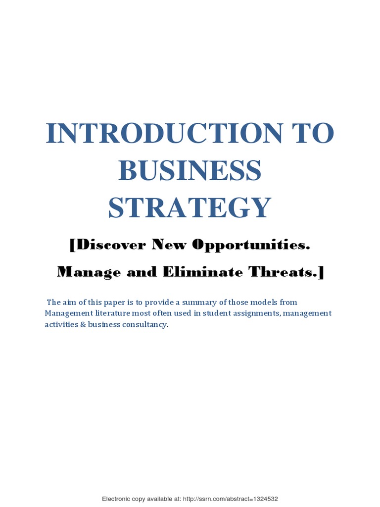 Introduction To Business Strategy Ssrn-Id1324532 | PDF | Competition ...