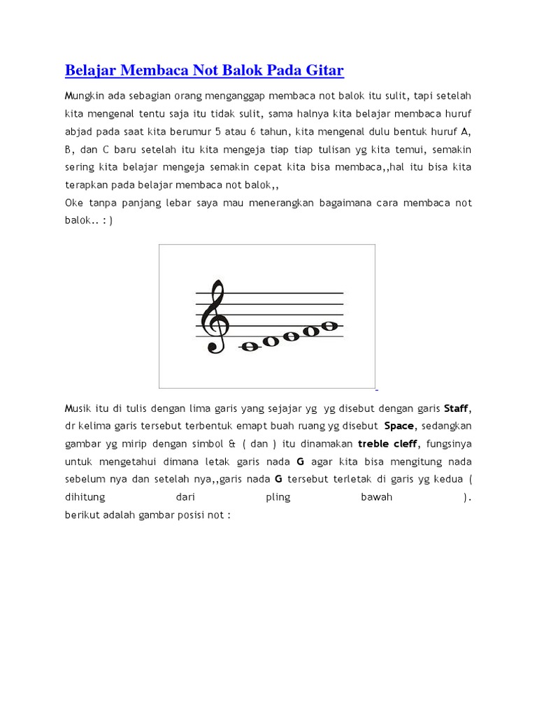 Belajar Membaca Not Balok Pada Gitar | PDF