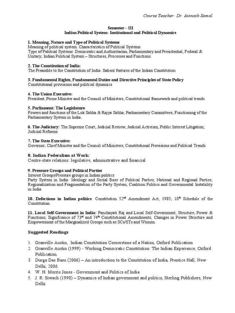 Indian Political System Overview | PDF | Politics Of India ...