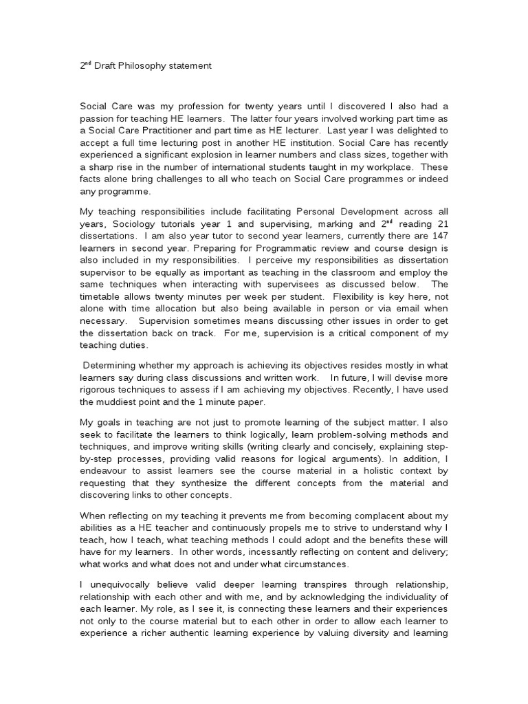 Teaching Philosophy Statement | PDF | Learning | Knowledge