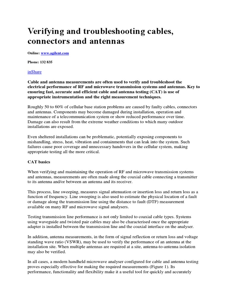 Verifying and Troubleshooting Cables, Connectors and Antennas | PDF ...
