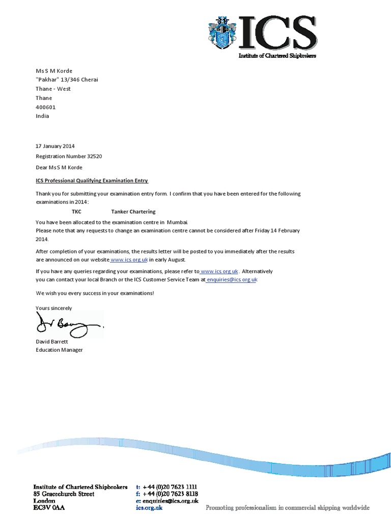 Ics Registration Letter | PDF | Business