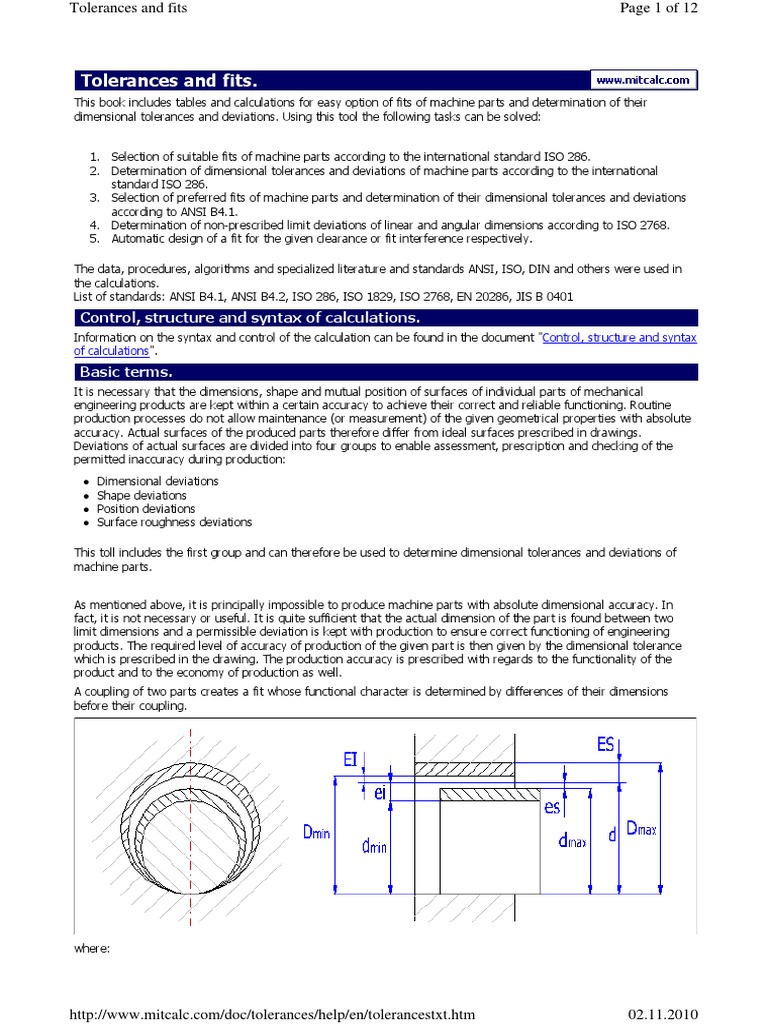 Tolerances and Fits | PDF | Engineering Tolerance | Mechanical Engineering