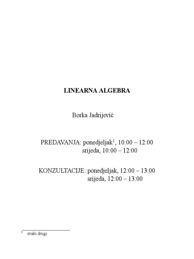 Predavanja Iz Osnova Linearne Algebre | PDF