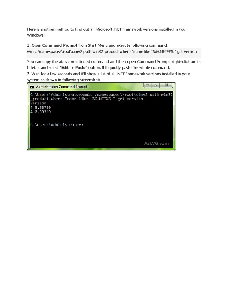 Check Installed .NET Framework Versions | PDF