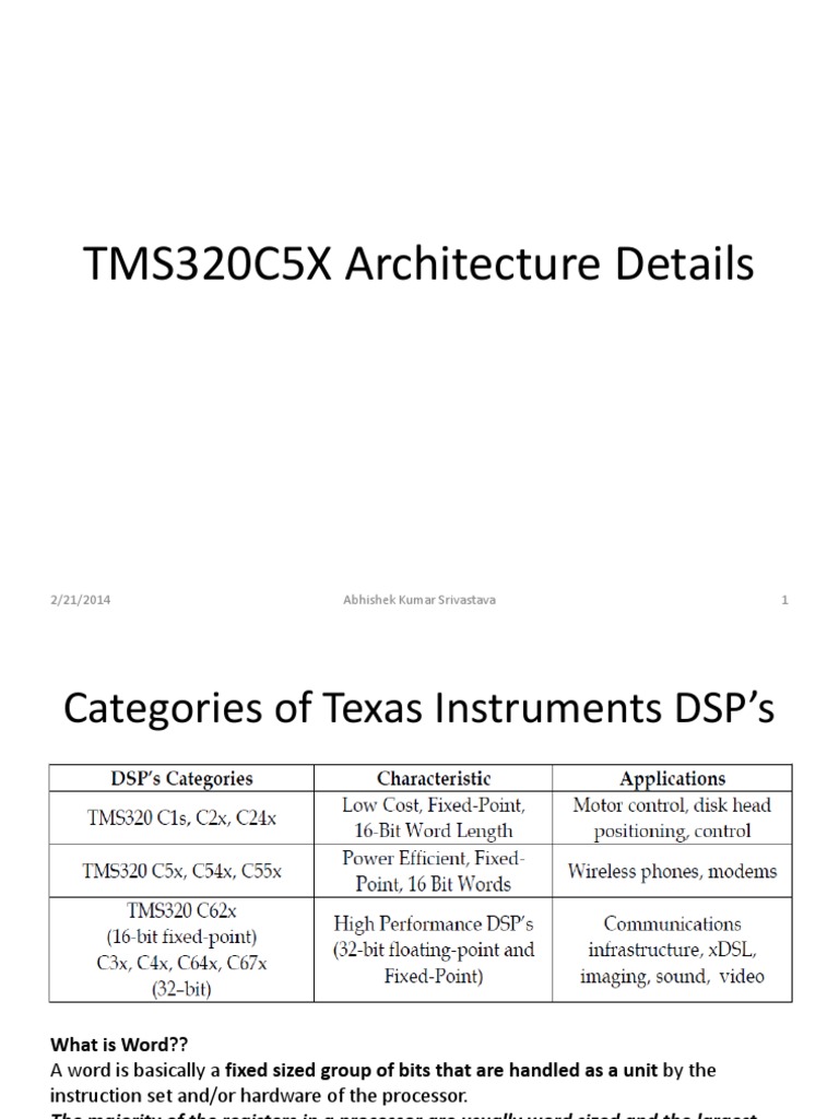 Mylecture TMS320C5x Architecture | PDF | Central Processing Unit | Digital Signal Processor