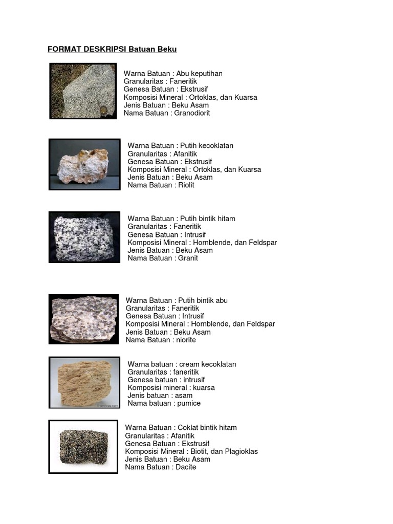 Format Deskripsi Batuan Beku | PDF