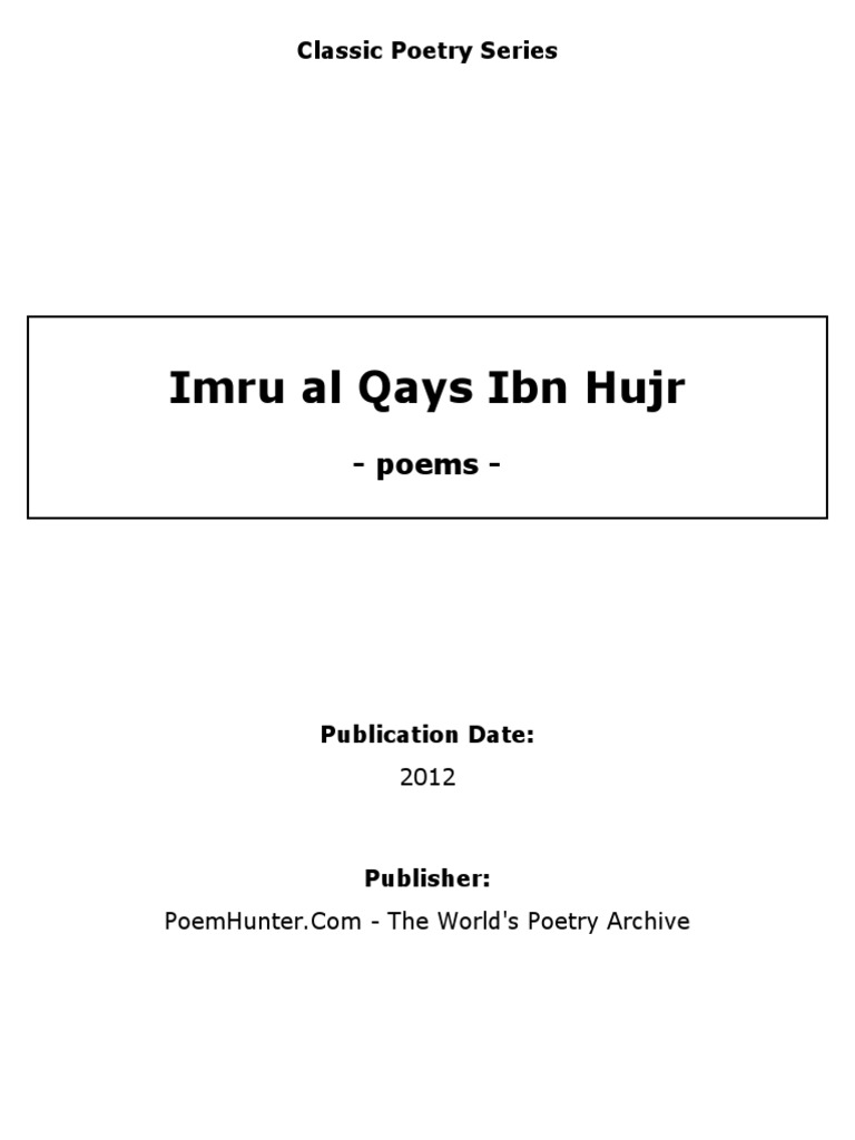 Imru al Qays: Classic Poems Collection | PDF | Poetry