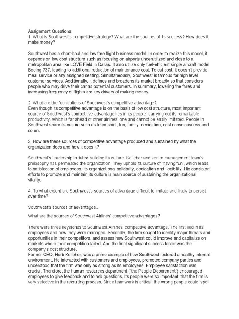 Southwest Airline Case Study | PDF | Airlines | Low Cost Carrier