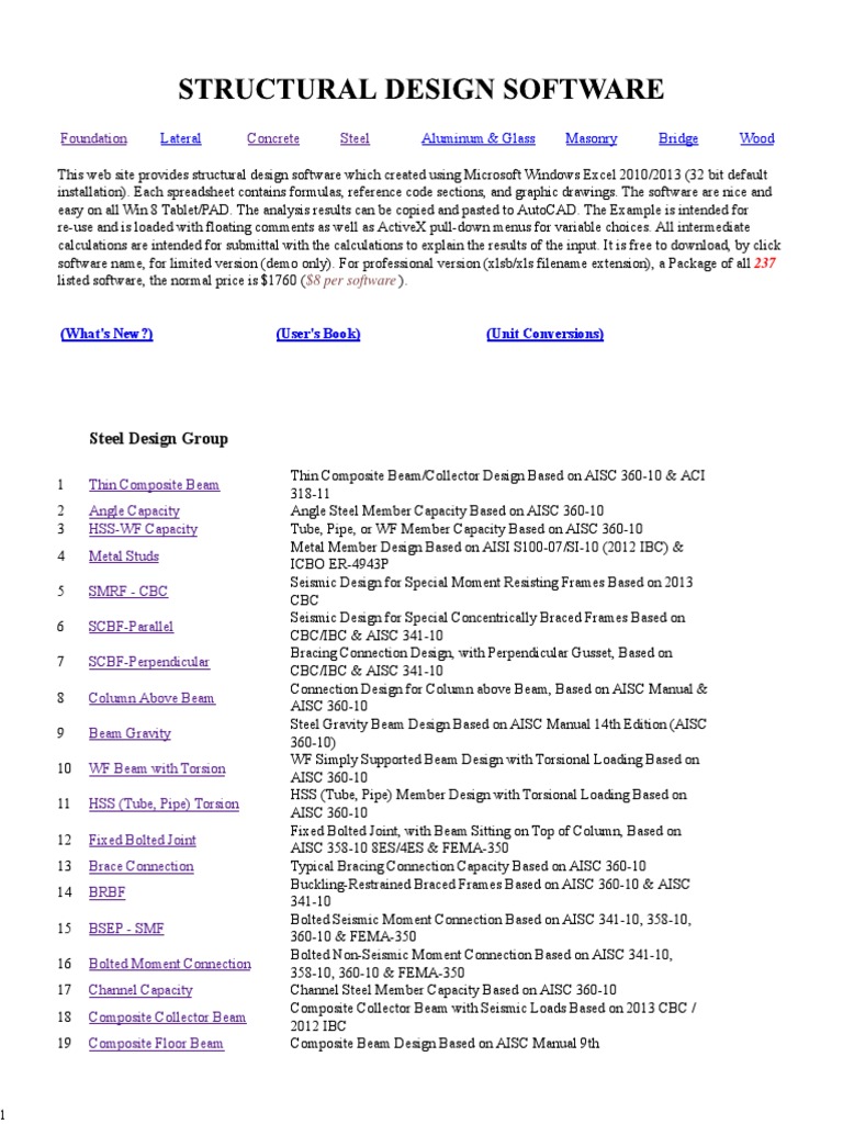 Structural Design Software List | Download Free PDF | Framing ...
