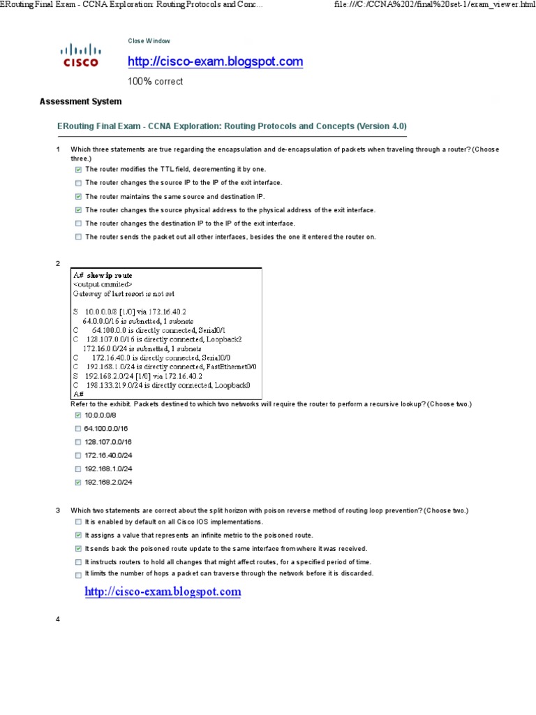 Erouting Final Exam Ccna Exploration Routing Protocols And Concepts