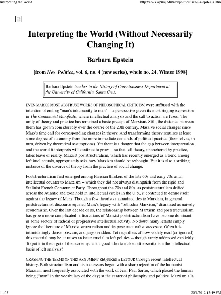 Interpreting The World | PDF