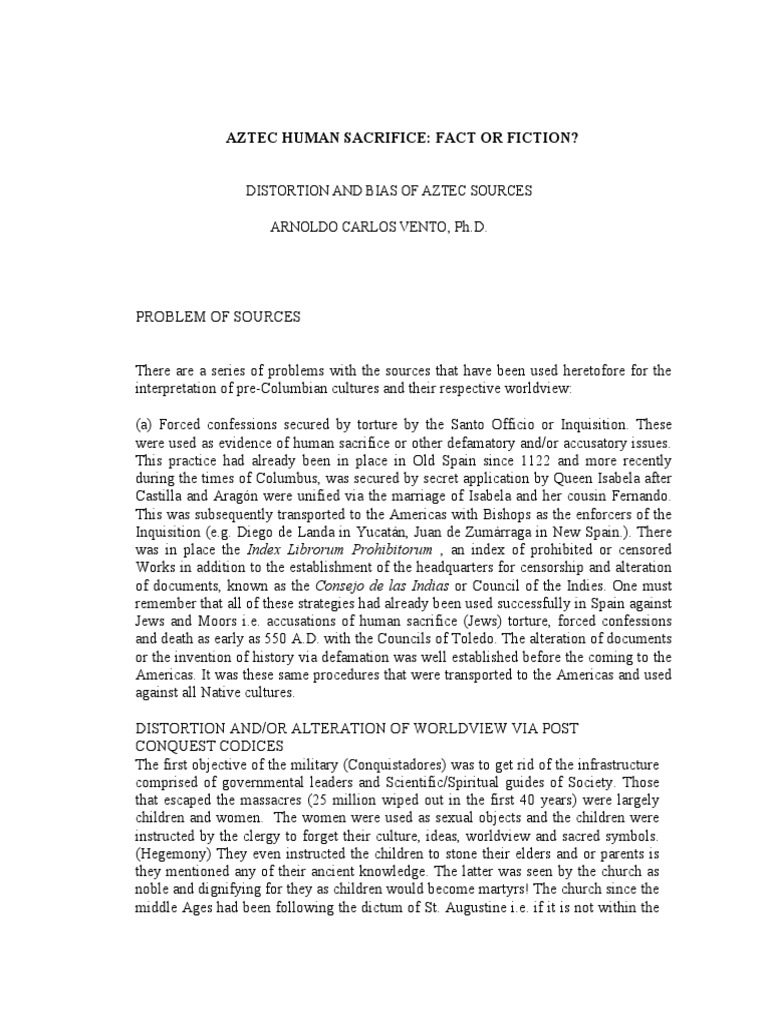 Aztec Human Sacrifice: Fact or Fiction? Distortion and Bias of Aztec ...