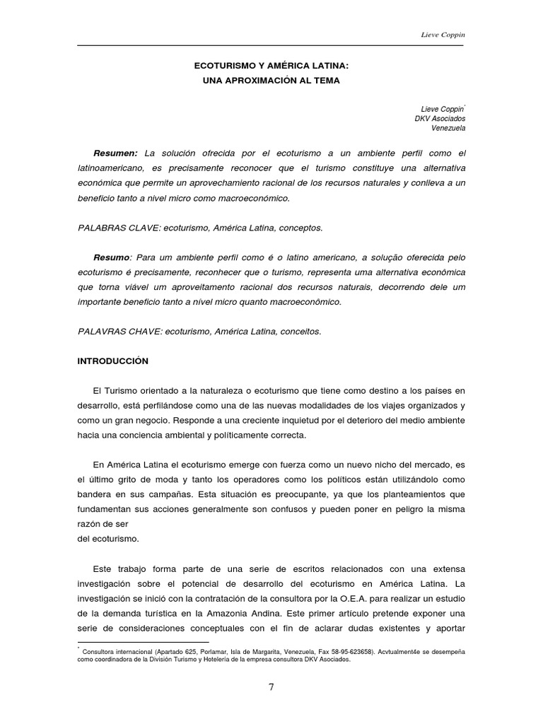 Ecoturismo en América Latina: Oportunidades | PDF