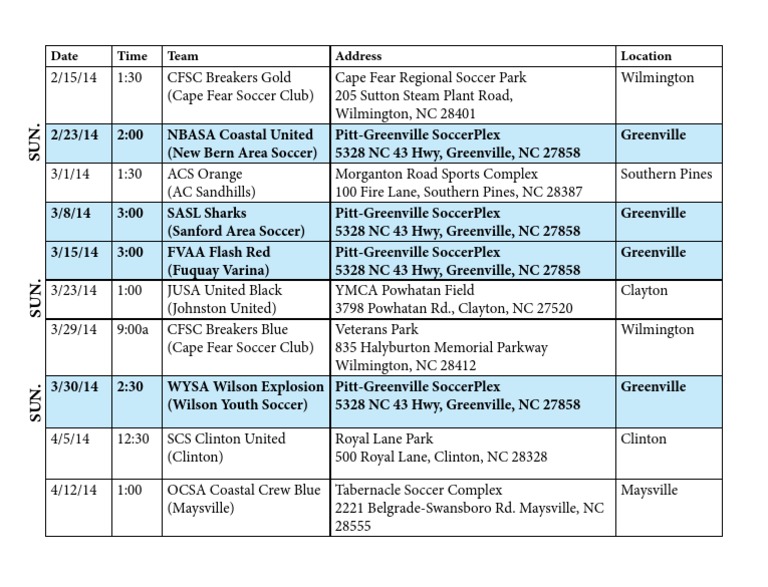 Spring Schedule | PDF