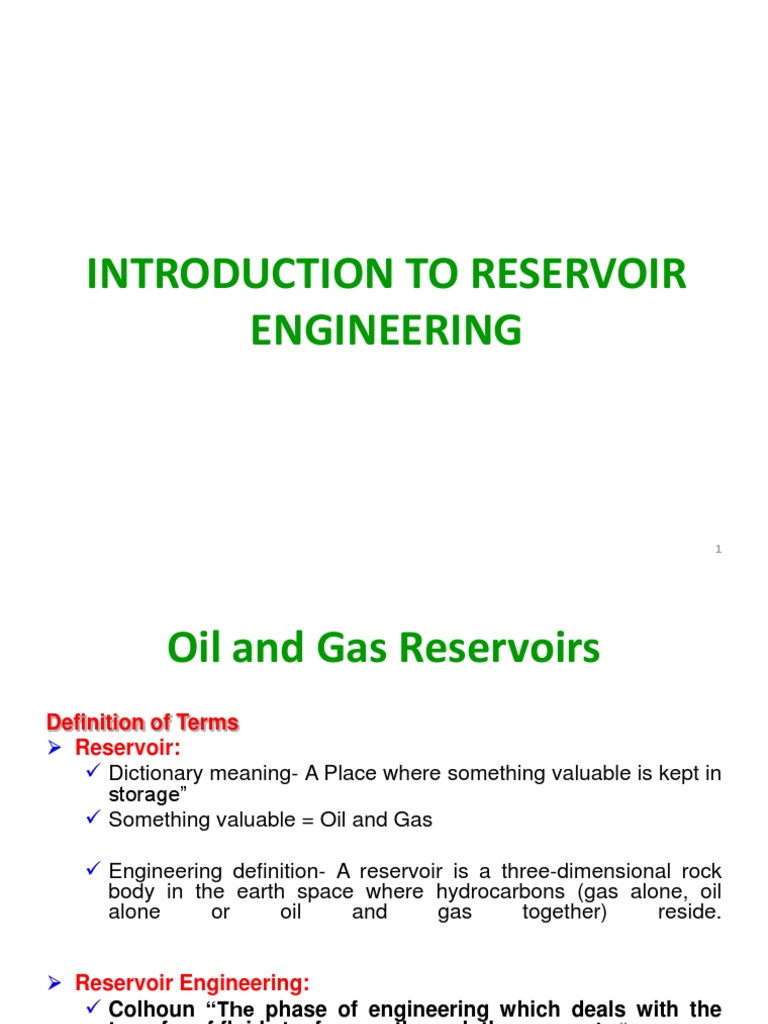 Introduction To Reservoir Engineering | PDF | Petroleum Reservoir ...