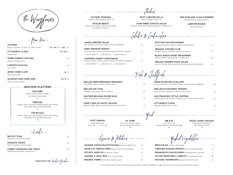 Wayfarer Lunch Menu | PDF