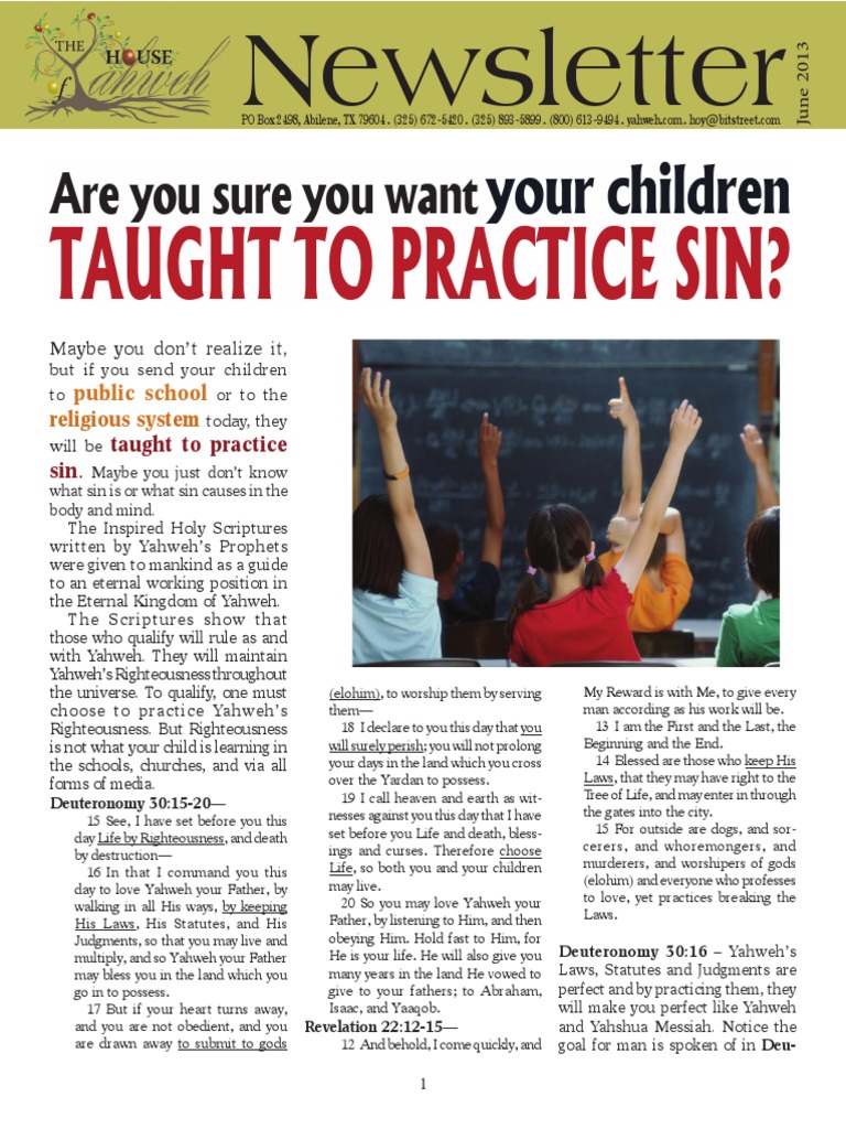 Are You Sure You Want Your Children TAUGHT TO PRACTICE SIN? | PDF ...