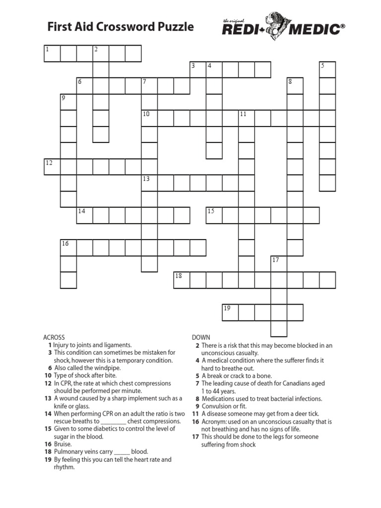 First Aid Crossword Puzzle | PDF | Cardiopulmonary Resuscitation ...