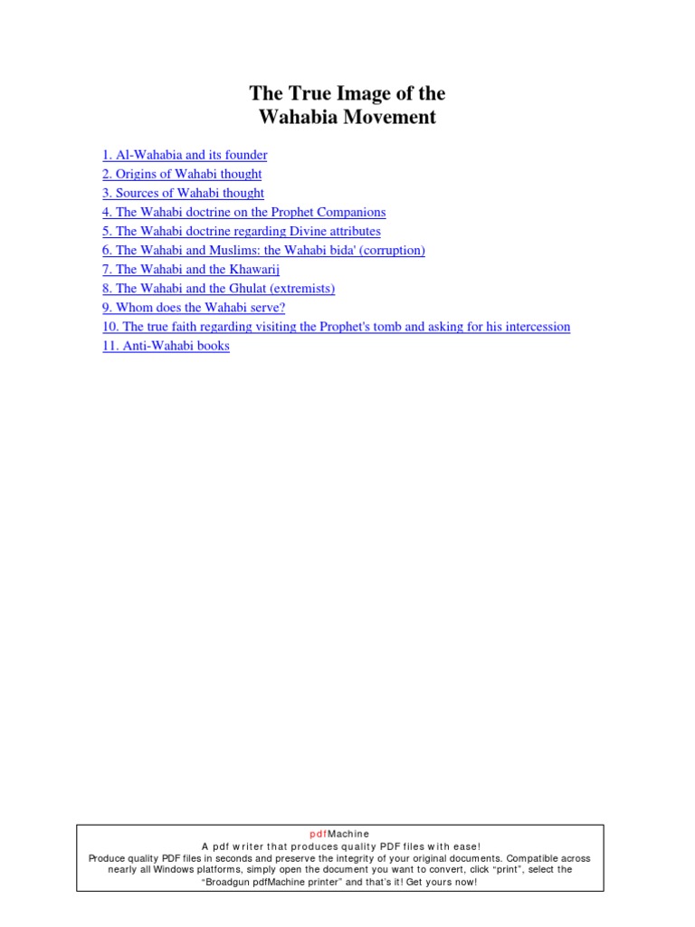 The True Image of The Wahabia Movement | PDF | Wahhabism | Muhammad