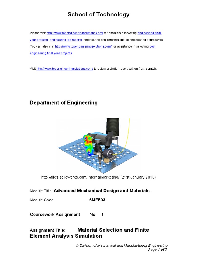 Advanced Mechanical Design and Materials-Material Selection and Finite ...