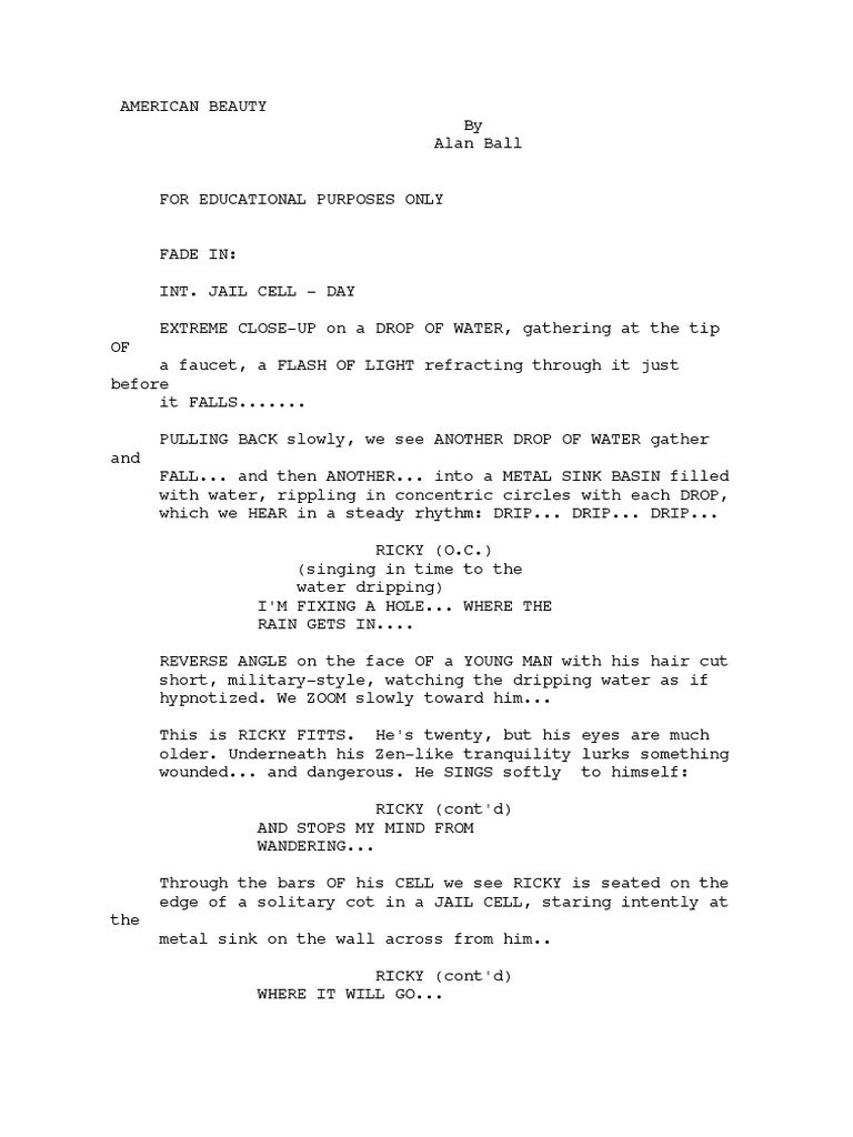 American Beauty Script PDF | Nature