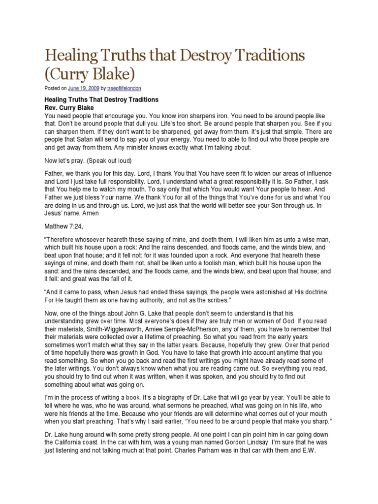 Curry Blake Healing Prayer