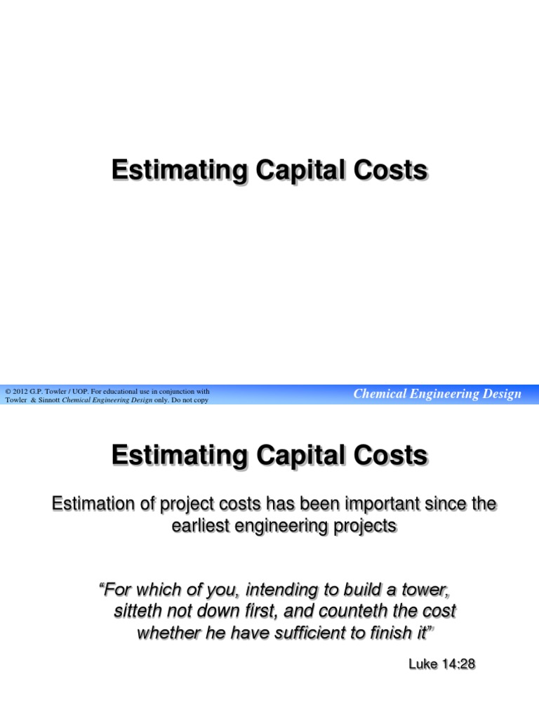 Estimating Capital Costs: Chemical Engineering Design | PDF ...