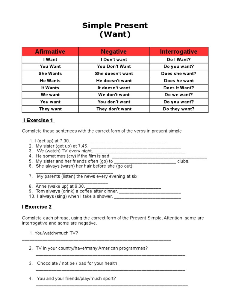 Simple Present - Regular Verbs | PDF | Language Mechanics | Syntax