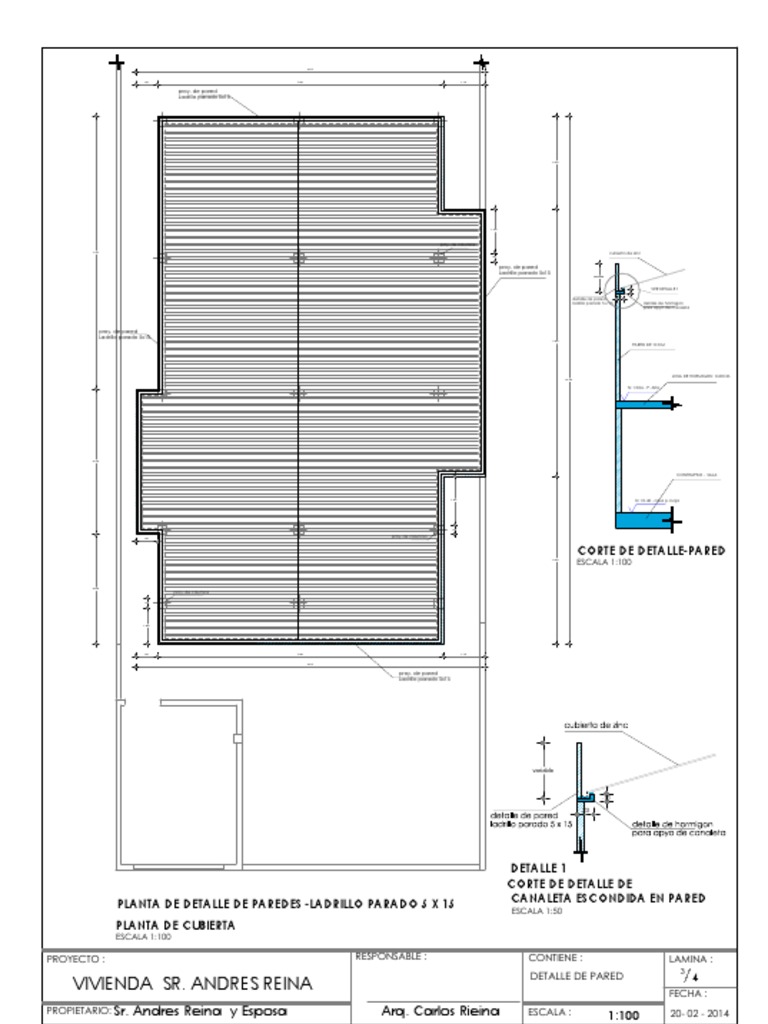 Plano de Detalle de Paredes en Cubierta | PDF | Materiales de ...