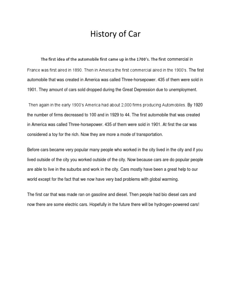 Evolution of the Automobile History | PDF | Travel | History
