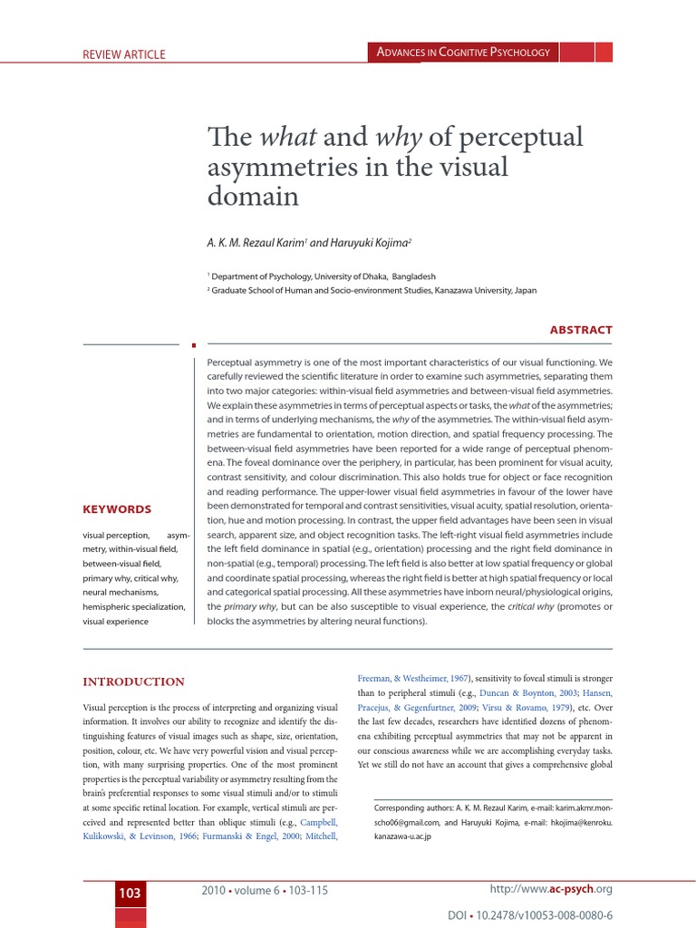 Karim - II Perception Article | PDF | Visual Cortex | Visual System
