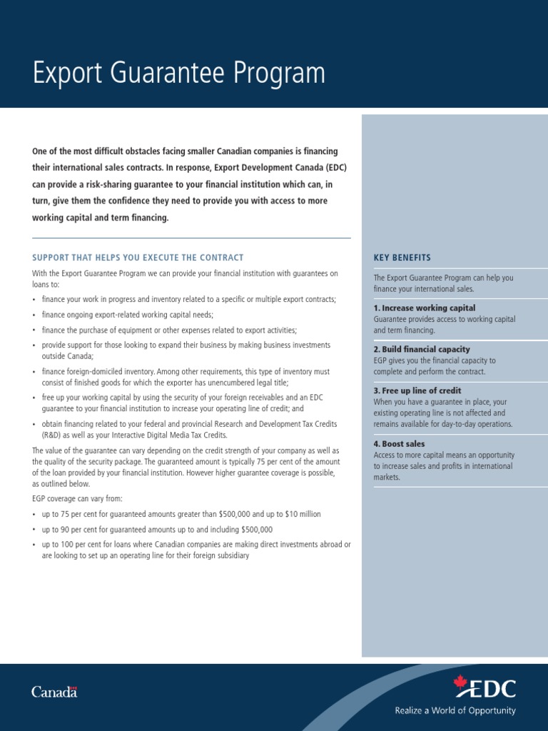 Export Guarantee Program Overview | PDF | Exports | Credit (Finance)