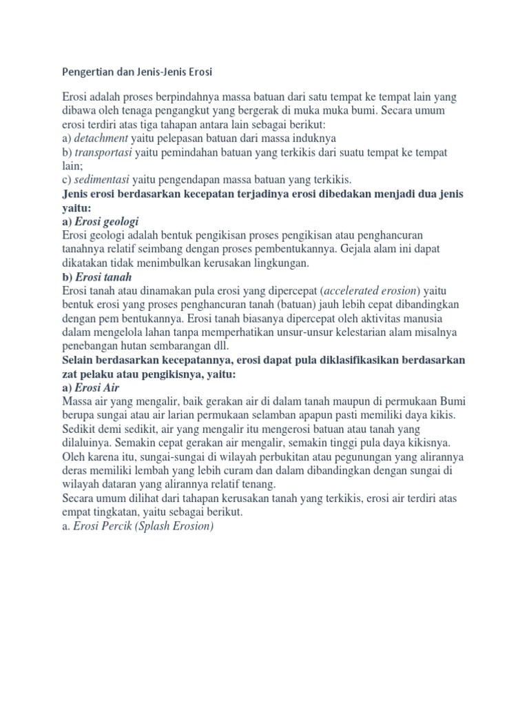 Pengertian Dan Jenis Erosi Dan Abrasi | PDF