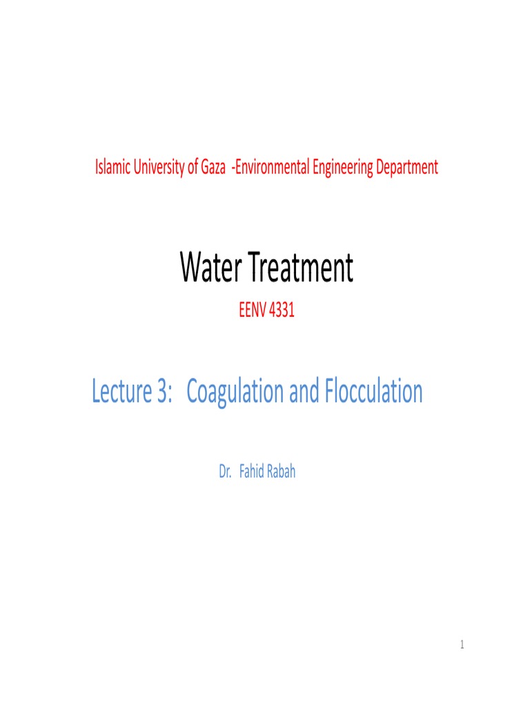 Lecture 3 Coagulation and Flocculation | PDF | Colloid | Chemistry