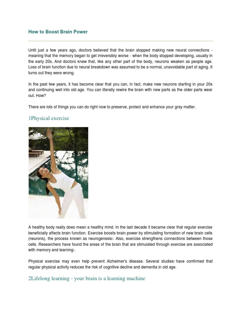 How To Boost Brain Power | Download Free PDF | Memory | Sleep