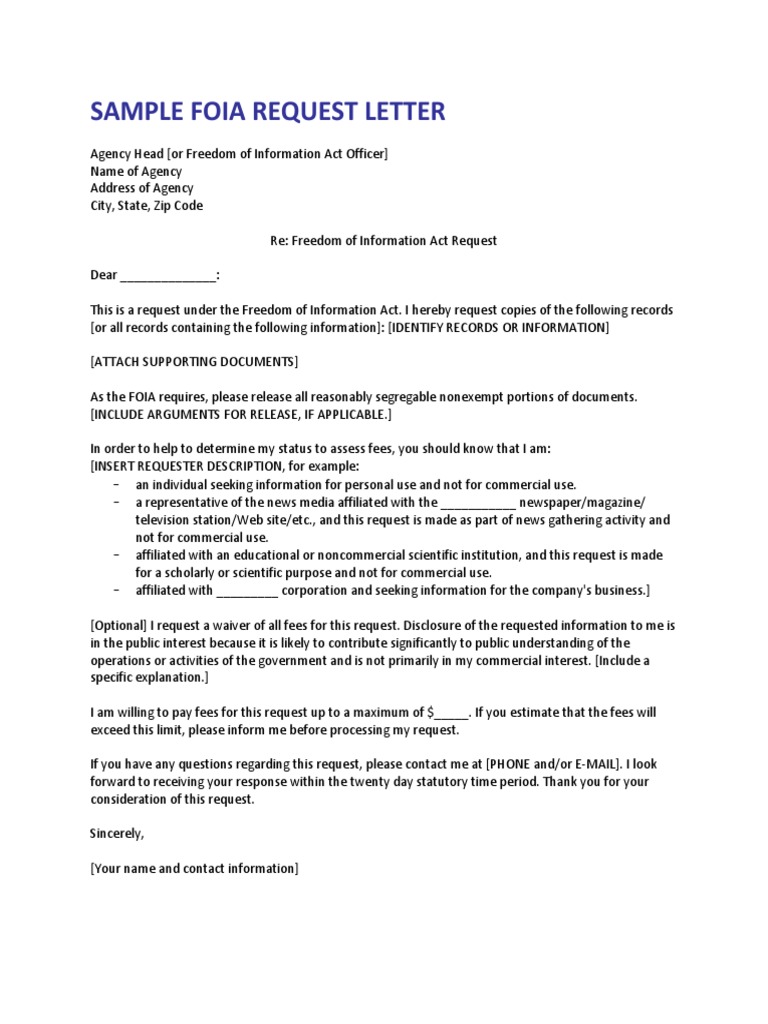 Sample Foi A Letter | PDF | Business | Finance & Money Management