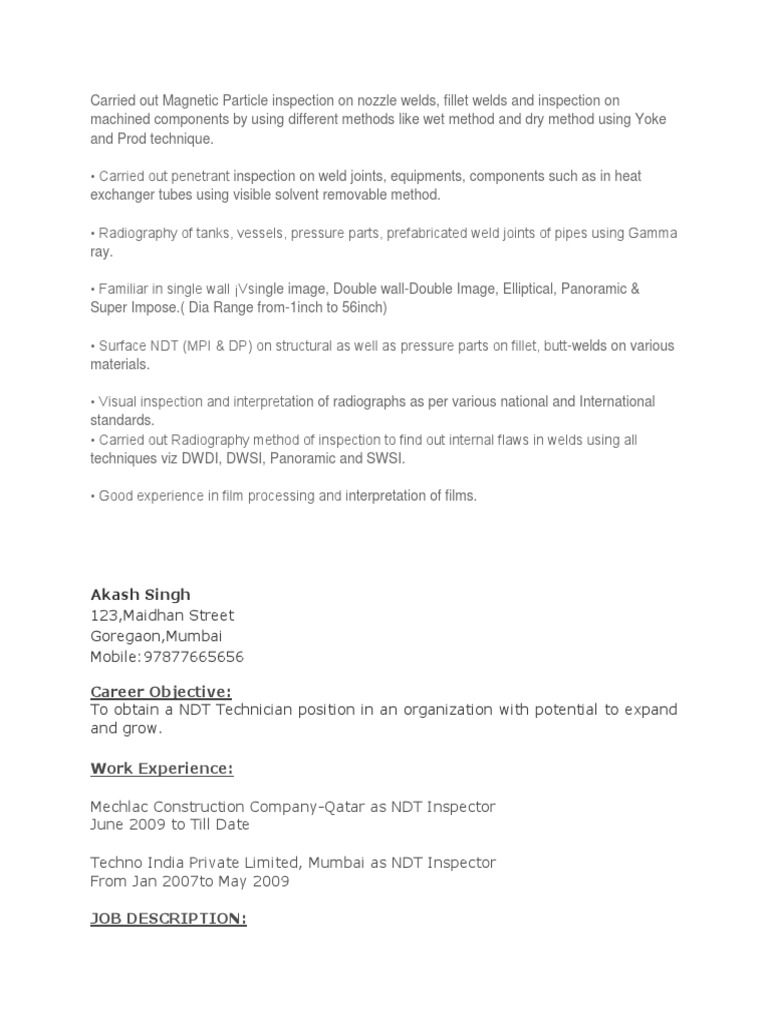 Carried Out Magnetic Particle Inspection On Nozzle Welds | PDF ...