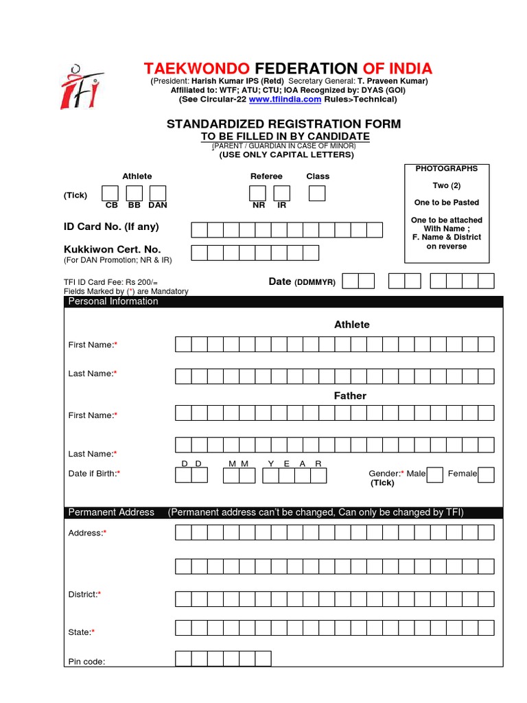 TFI-Standardised Registration Form 26.09.2012 | Identity Document ...