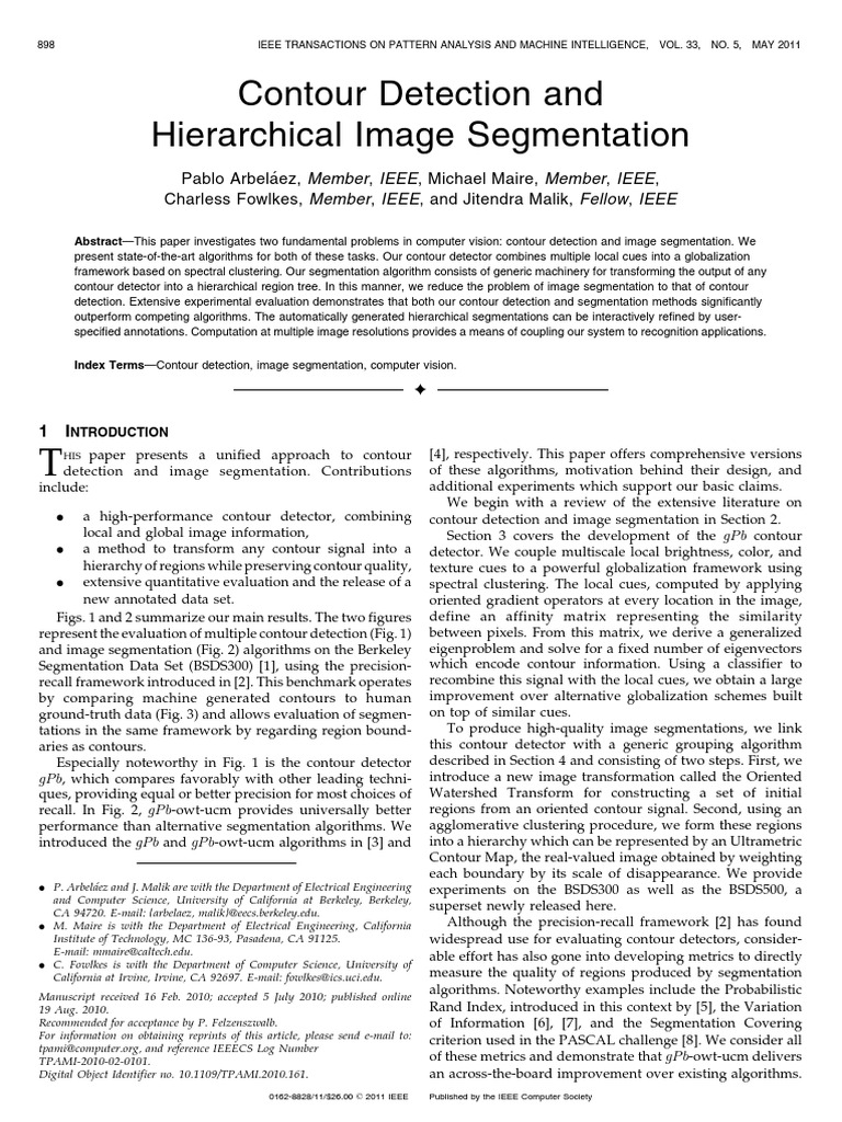 Contour Detection and Hierarchical Image Segmentation | PDF | Image Segmentation | Mathematical ...