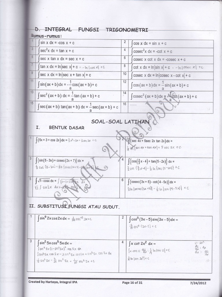 Modul Integral Trigonometri | PDF