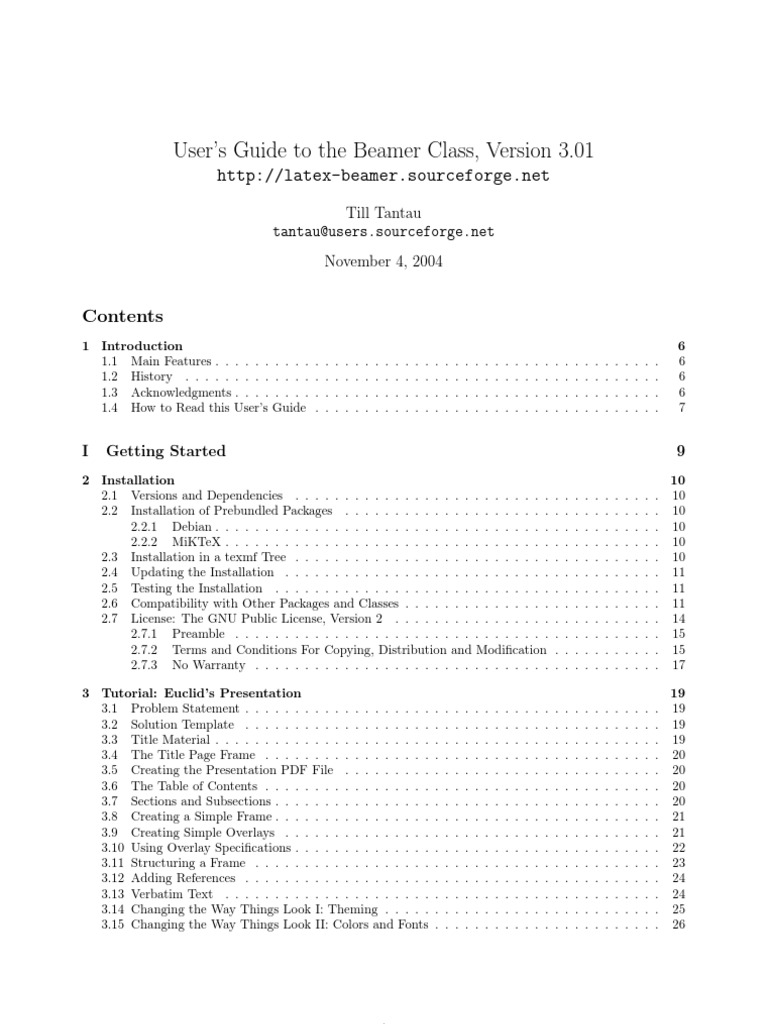 User's Guide To The Beamer Class, Version 3.01 | PDF