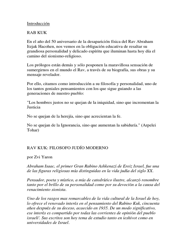 Rav Kuk | PDF | Judios | Israel