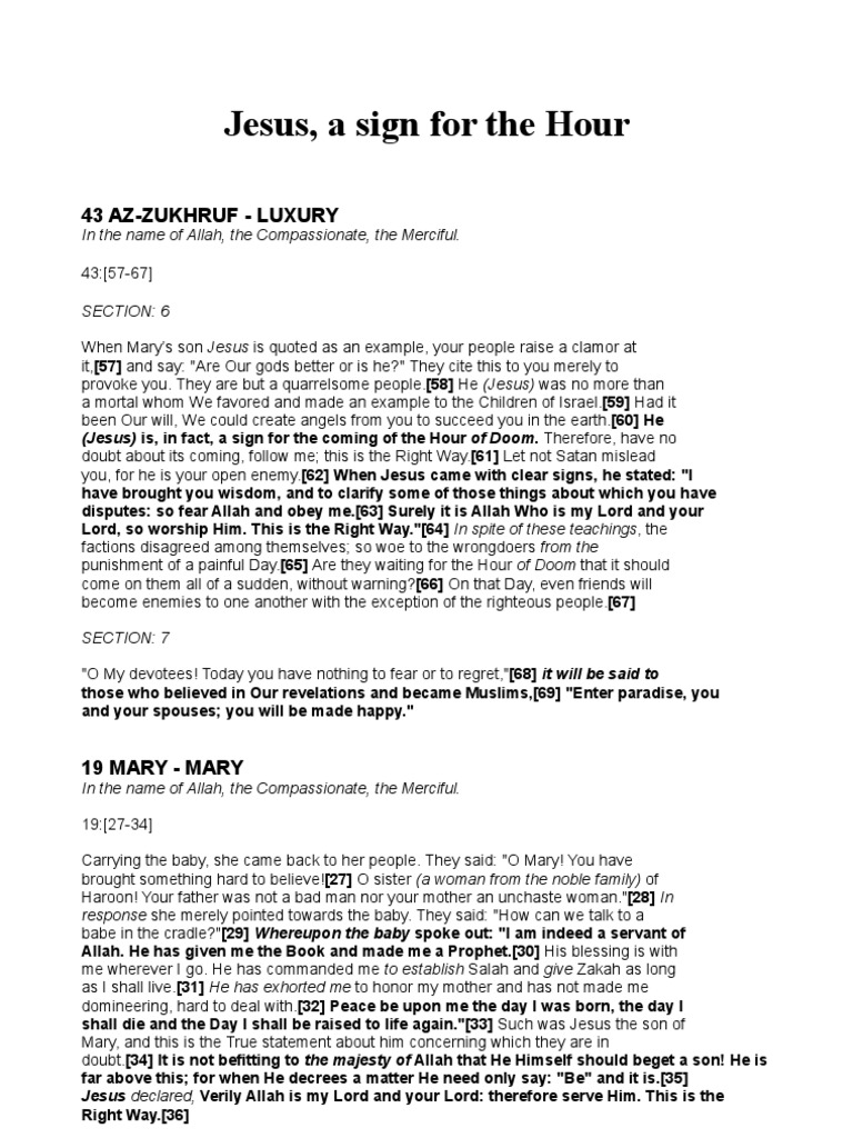 Jesus, A Sign For The Hour | PDF | Mary, Mother Of Jesus | Jesus