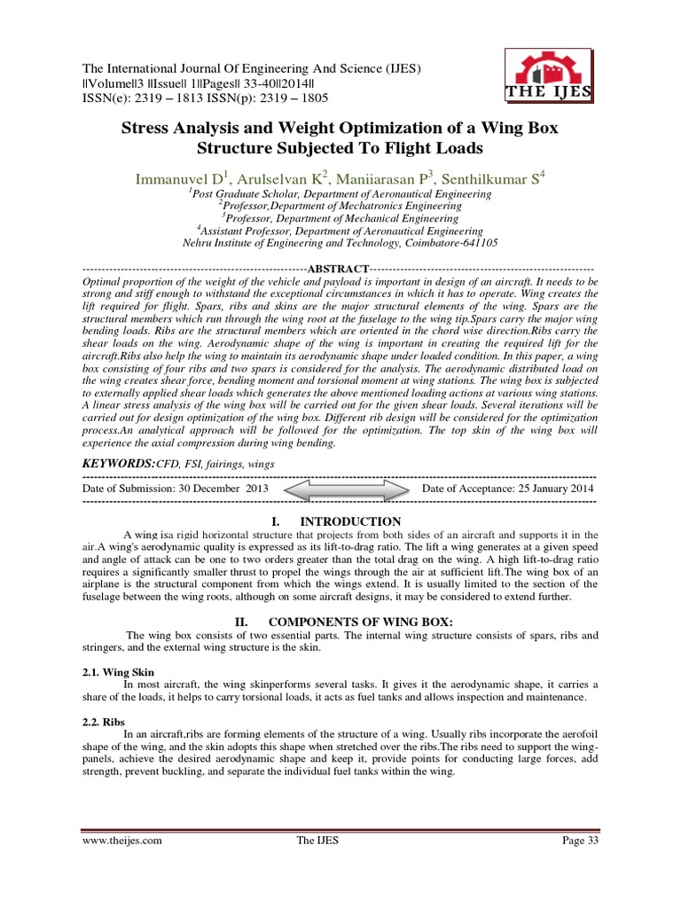 Stress Analysis and Weight Optimization of A Wing Box Structure ...