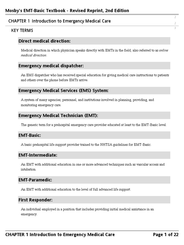 Mosby's EMT-Basic Textbook - Revised Reprint, 2nd Edition1.1 | PDF ...