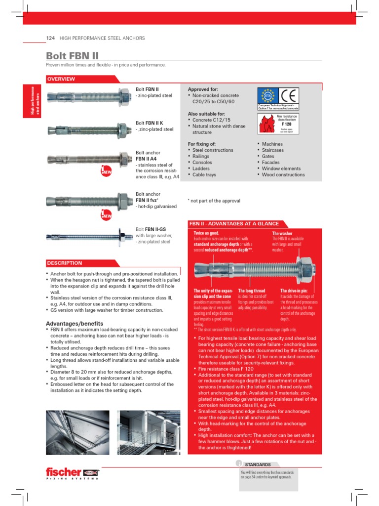 Fischer FBN II Bolt | PDF | Screw | Metalworking