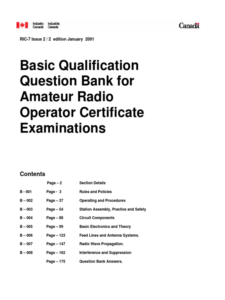 Basic Qualification Question Bank For Amateur Radio Operator RIC-7 ...