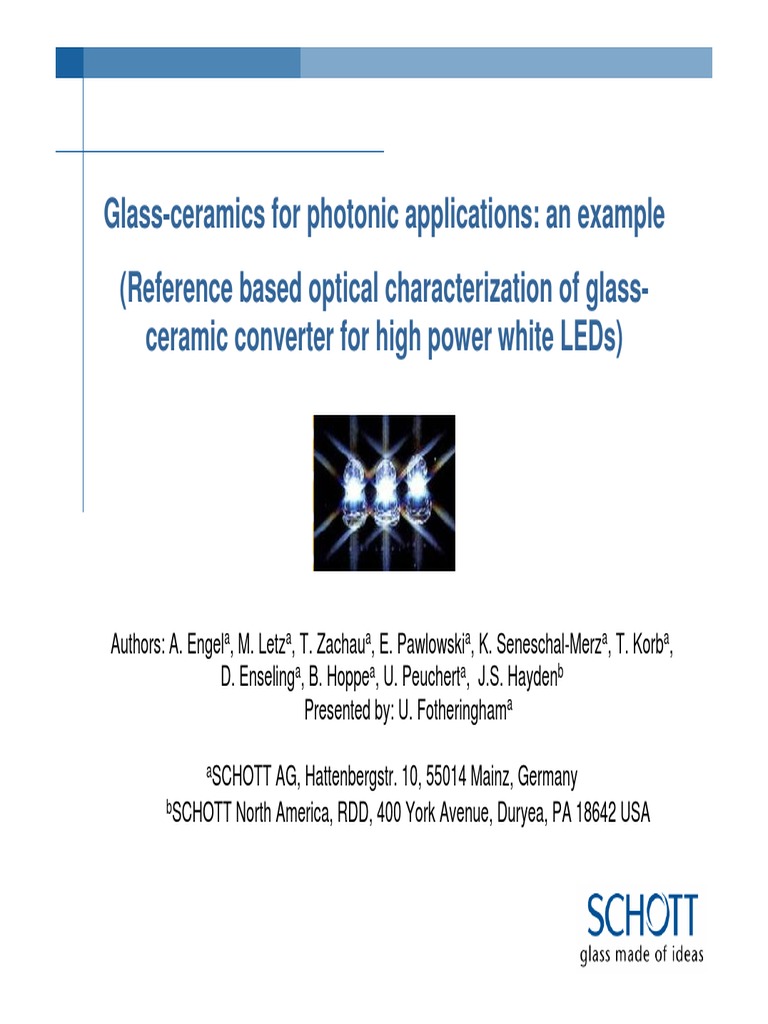 Glass-Ceramics For Photonic Applications: An Example | PDF | Emission ...