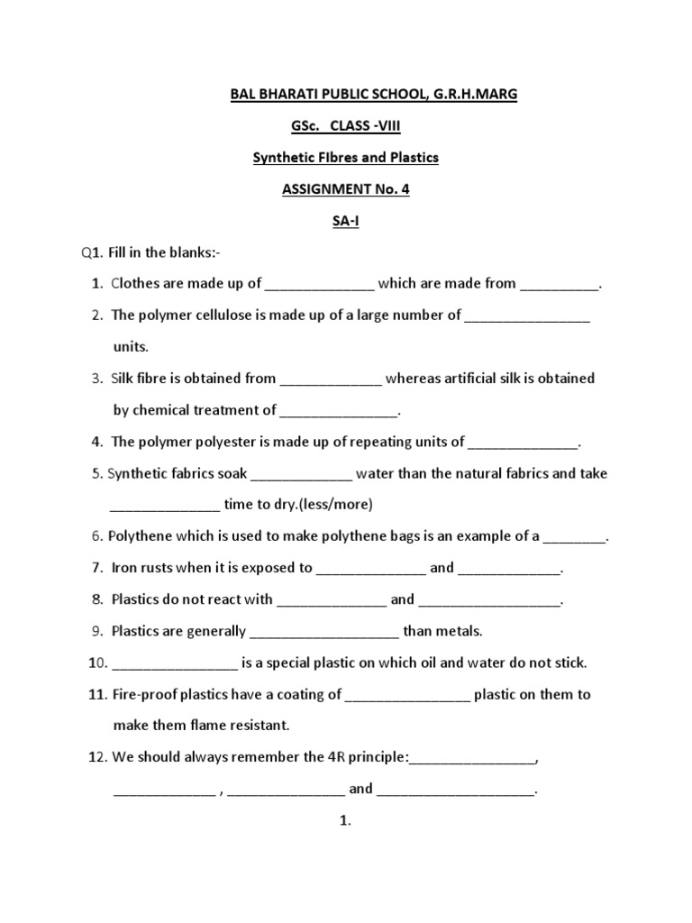 CBSE Class 8 Science Worksheet | PDF